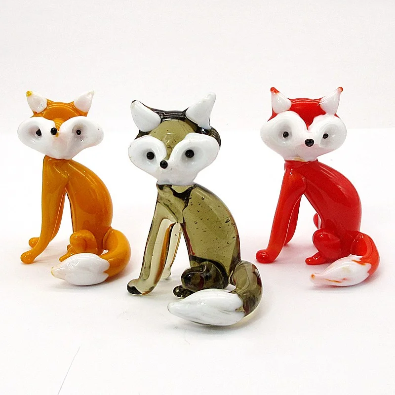 Murano Glass Fox Miniature Figurine Cute Animals Ornaments Holiday ...