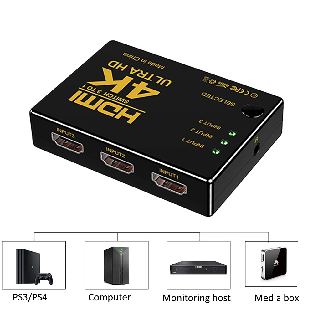 3 Em 1 Fora Tela Switcher 4k Hdmi-divisor Compatível 5 Em 1 Fora Tv ...