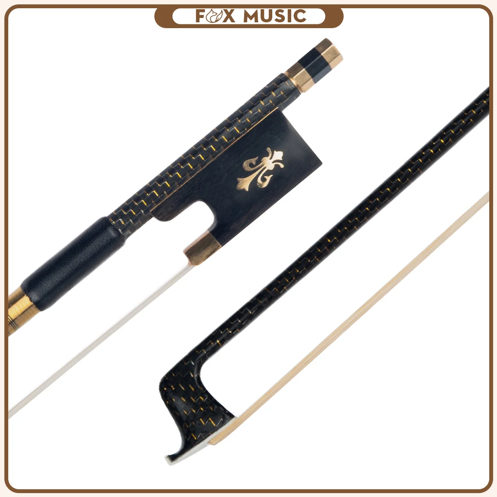 Professional 4/4 Violin/fiddle Bow Golden Silk Braided Carbon Fiber Bow ...