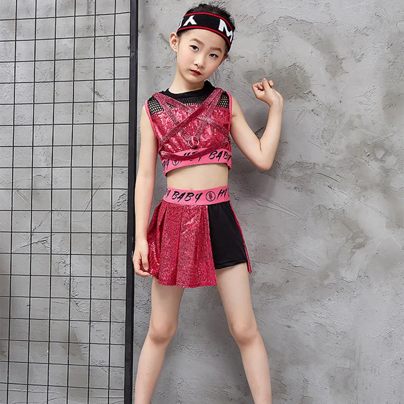 Fashion-Jazz-Dance-Costume-for-Girl-Children-Stage-Dance-Wear-Sequin ...