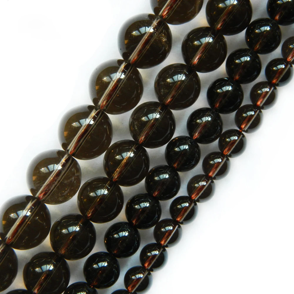 Natural-Smoky-Quartz-Crystal-6mm-8mm-10mm-12mm-Smooth-Round-Stone-Loose ...