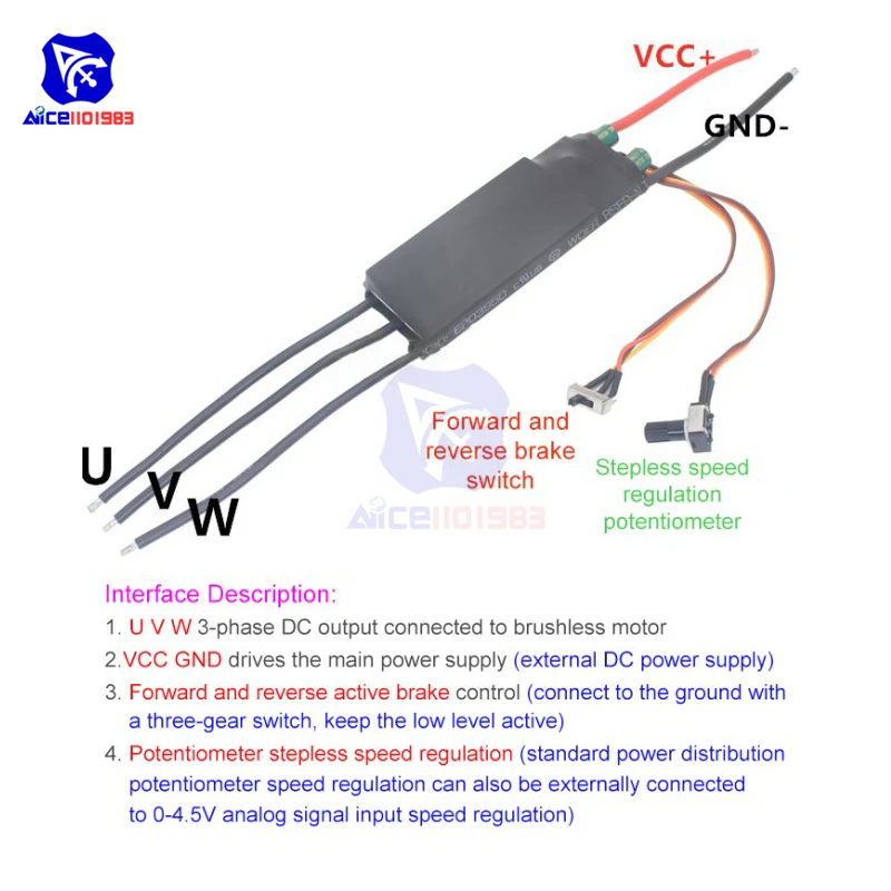 DC6-24V-1000W-BLDC-Three-phase-DC-Brushless-Hallless-Driver-Board ...