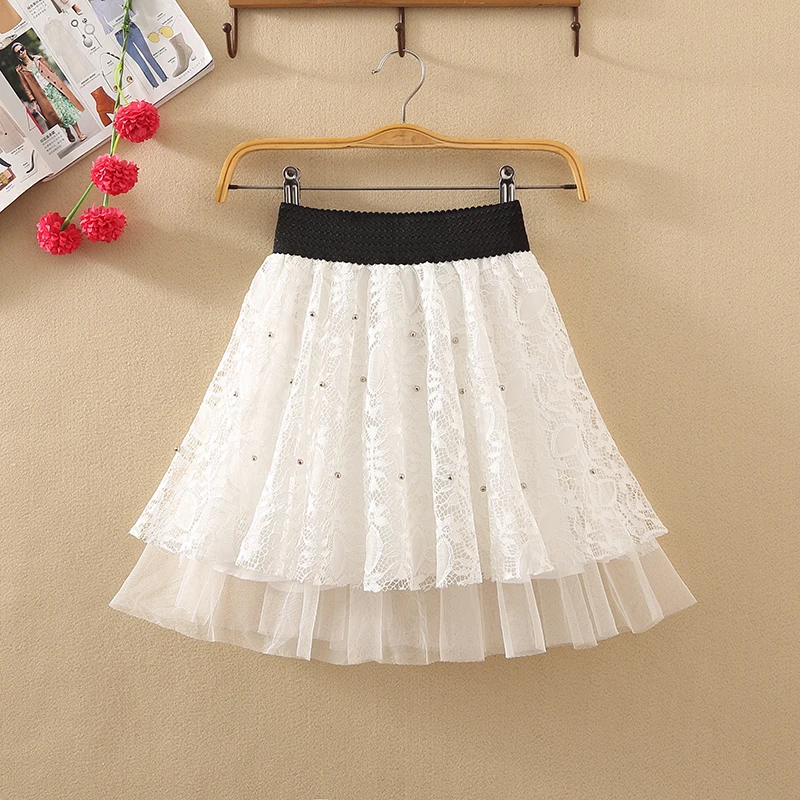 레이스 미니 스커트 여성 2019 년 봄 여름 신작 하이 웨이스트 페르시 A 라인 스커트 메쉬 퍼프 페어리 스커트스커트