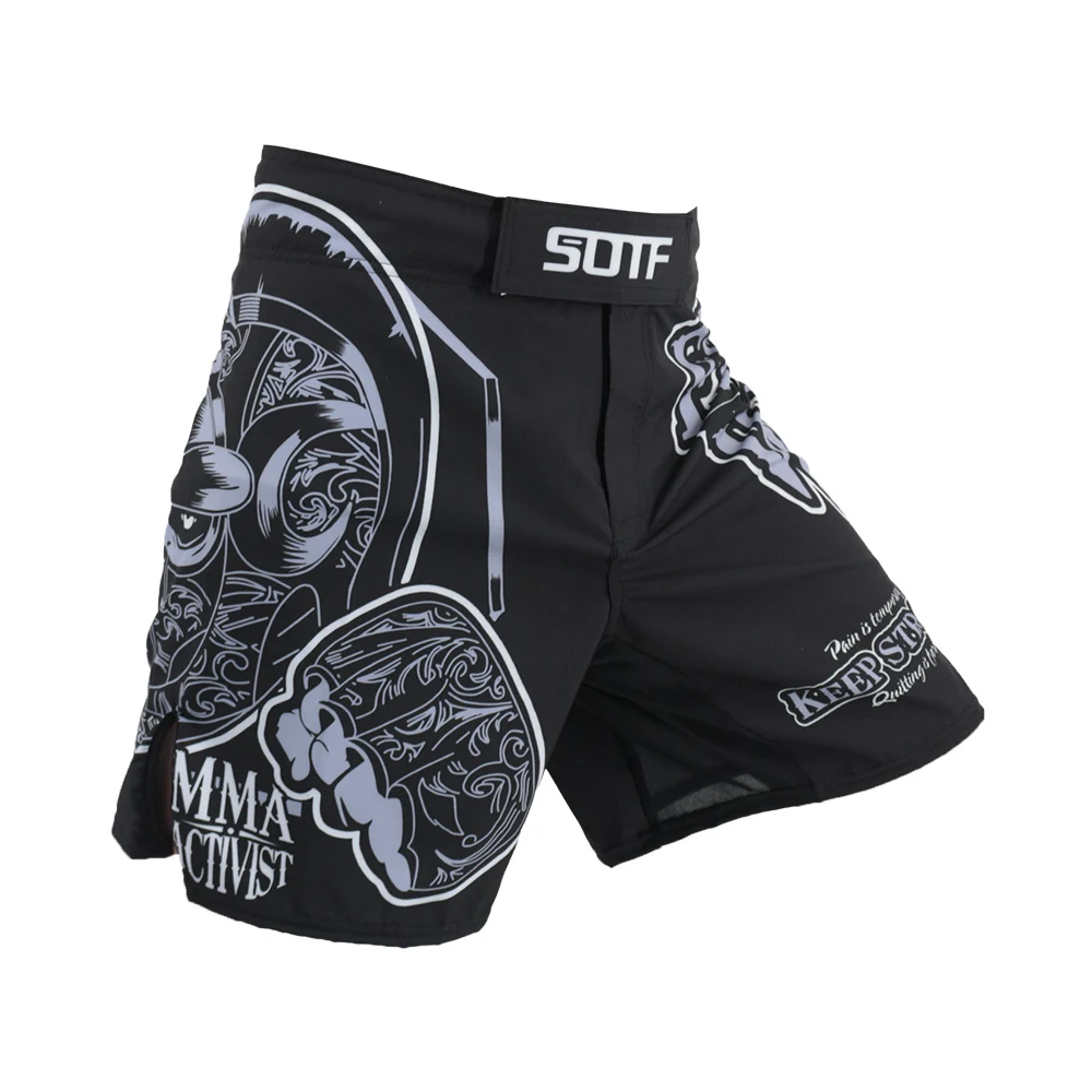 SOTF MMA Black Geometry Fighting Soft Shell Printing Letter Tiger Muay ...