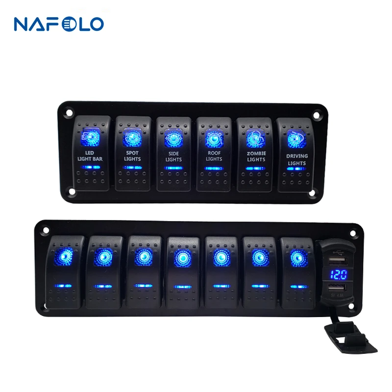 12v Led Rocker Switch Panel For Marine Boat Truck Caravan Car Socket ...