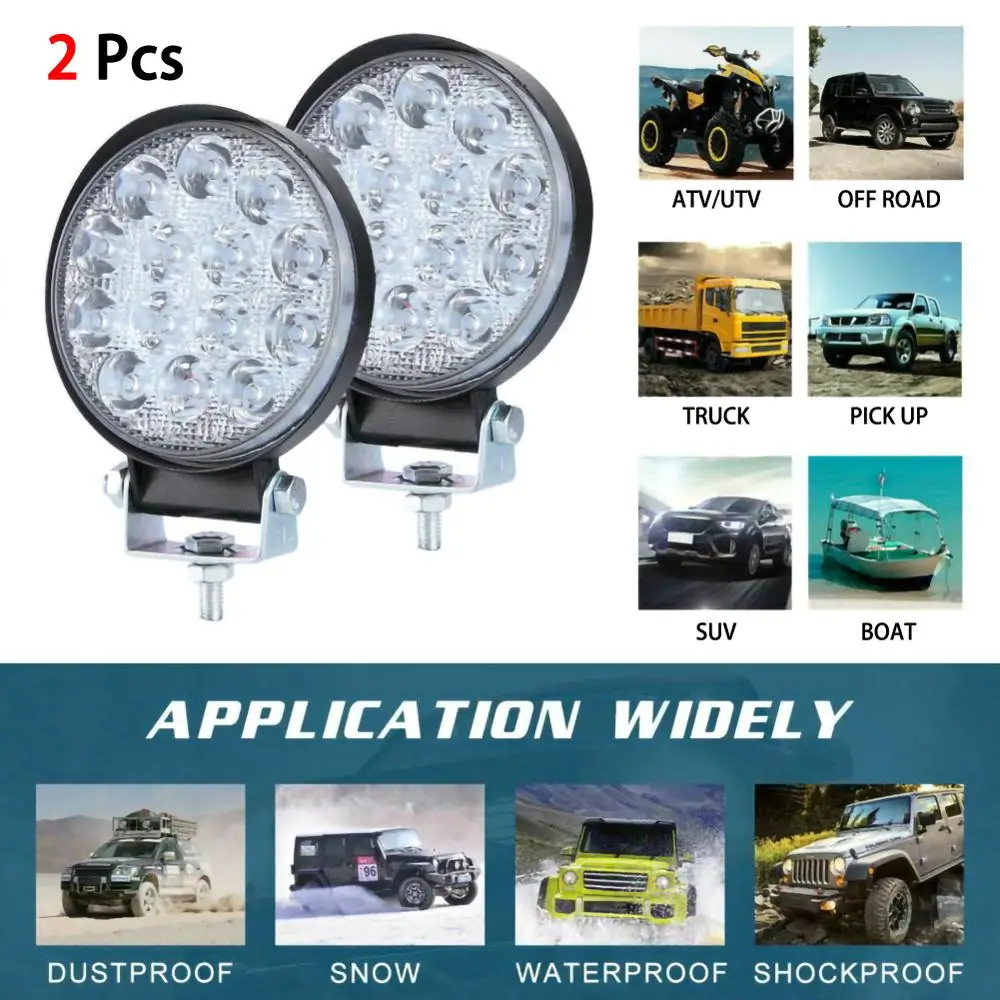 2PCS Round 140W LED Work Light Spot Lamp Offroad Truck Tractor Boat SUV ...
