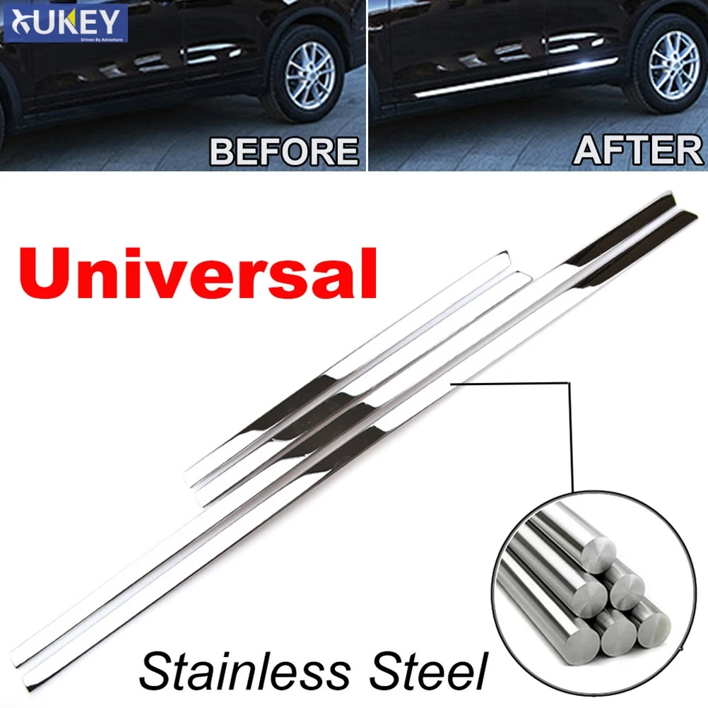 35" 17" Universal Chrome Door Side Line Body Molding Cover Trim For ...