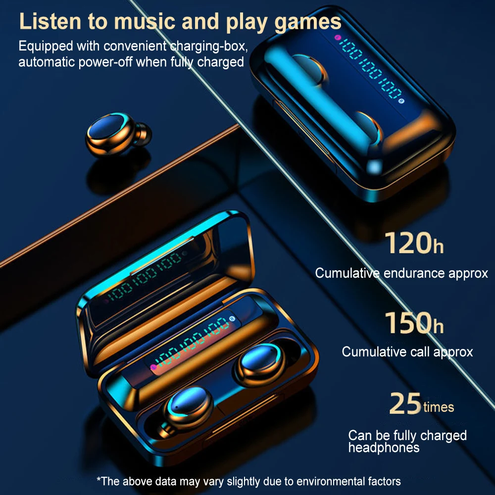 Auriculares F9 con Bluetooth, estéreo, inalámbricos, deportivos, con pantalla LED táctil ...