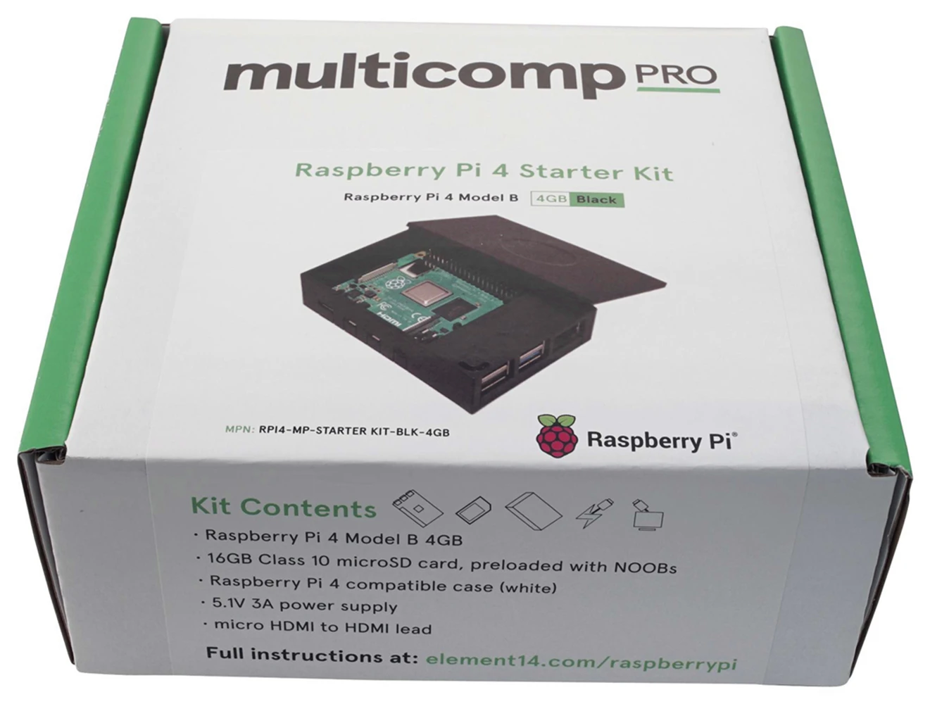 RPI4 MP STARTER KIT BLK 4GB KIT de iniciación RASPBERRY PI 4B, 4GB ...