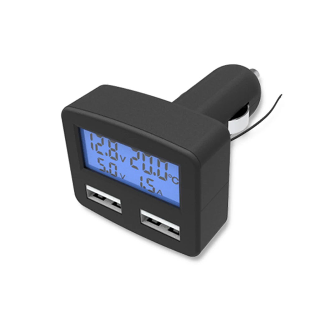 12V Car LED Digital Voltmeter Dual USB Cigarette Lighter Charger ...