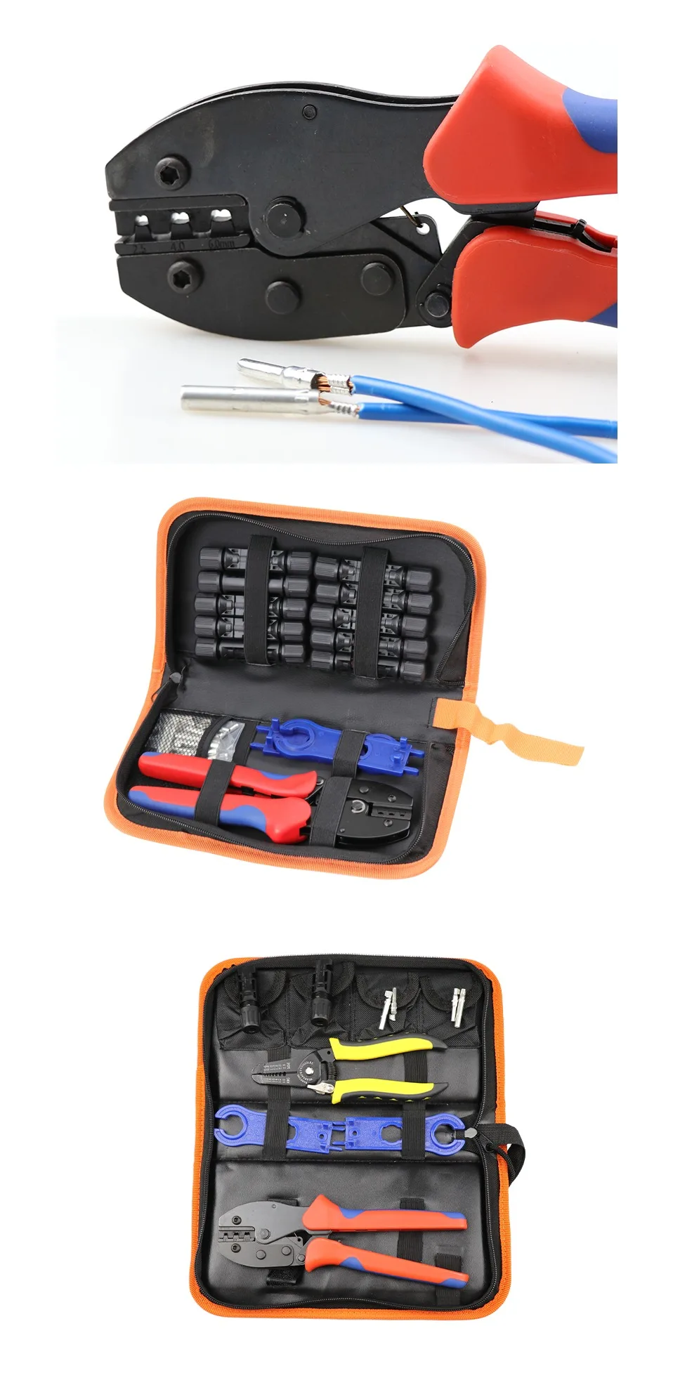 Pince outil,Jeu de pinces à sertir de couleurs, outil de sertissage pour énergie solaire ...