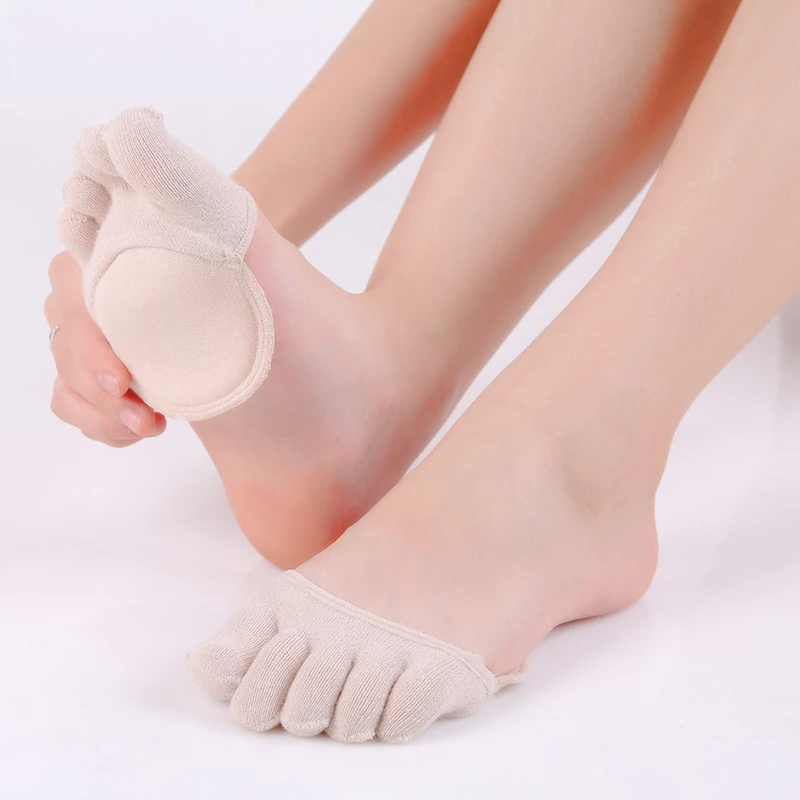 Women Socks Sponge Silicone Anti slip Lining Open Toe Heelless Liner ...