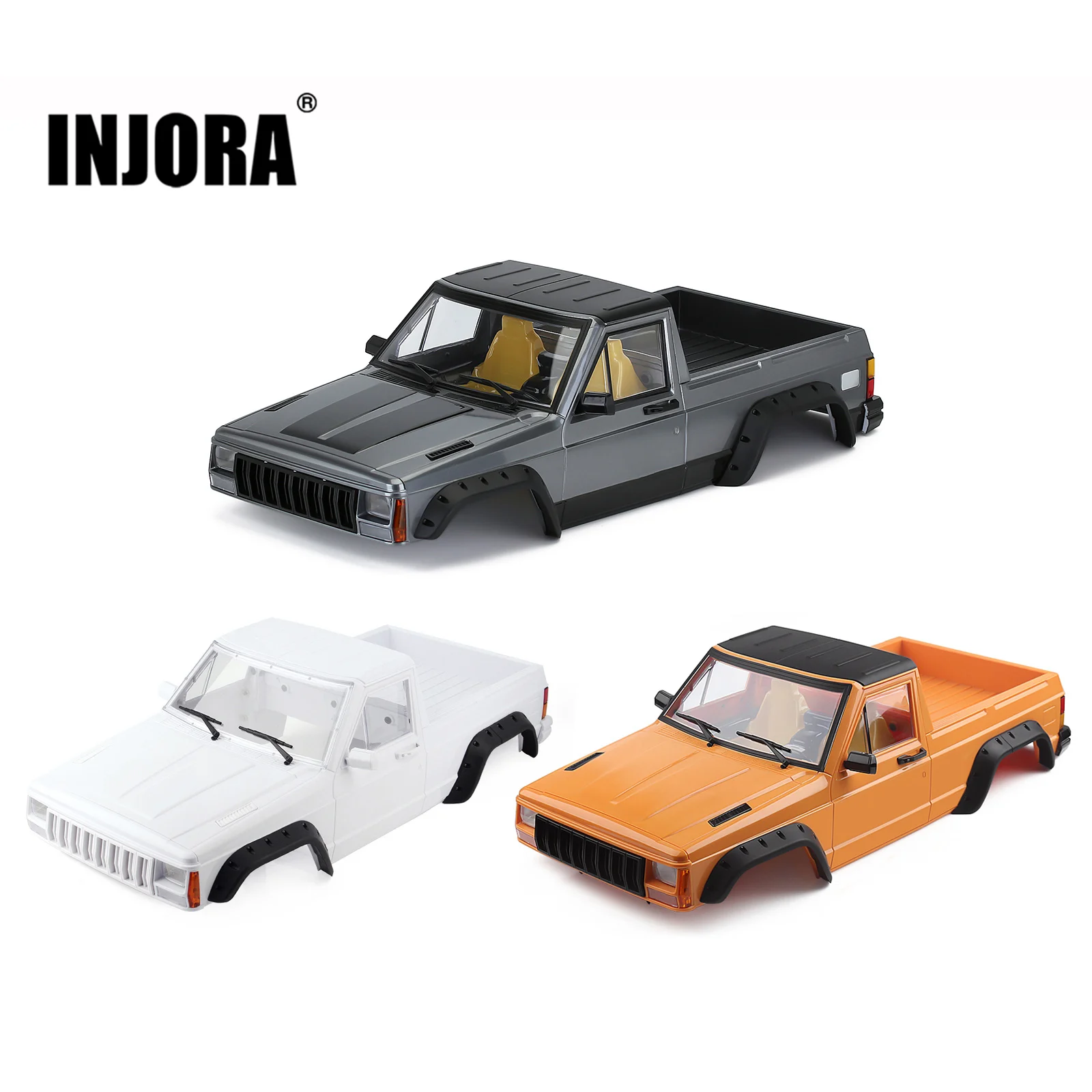 Injora Yellow \ White 313mm Wheelbase Pickup Truck Cherokee Body Shell ...