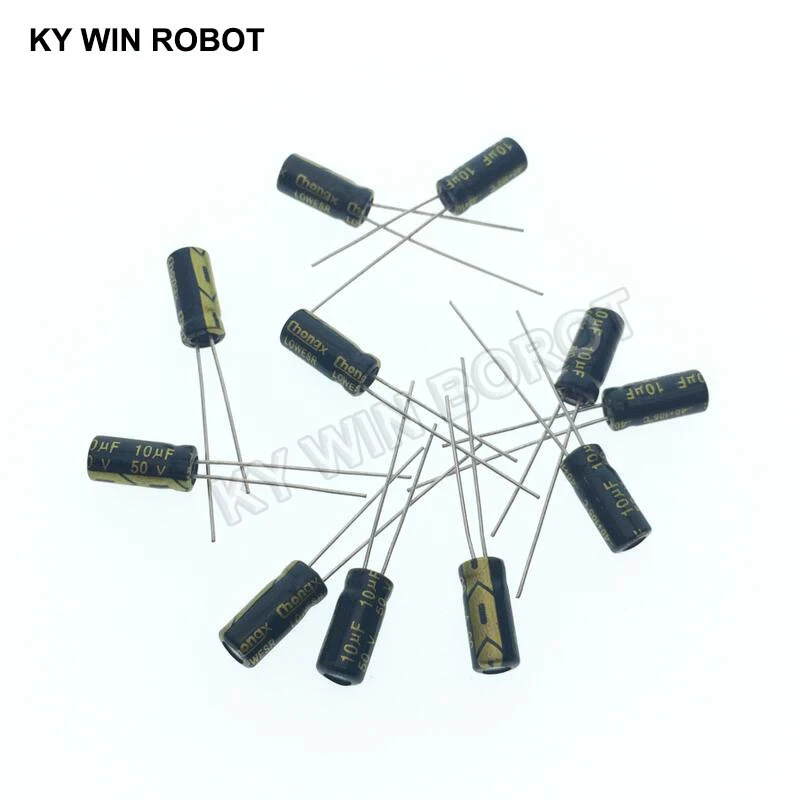 50pcs/lot 10uf 50v 10mf 105c 5x11mm Aluminum Electrolytic Capacitor ...