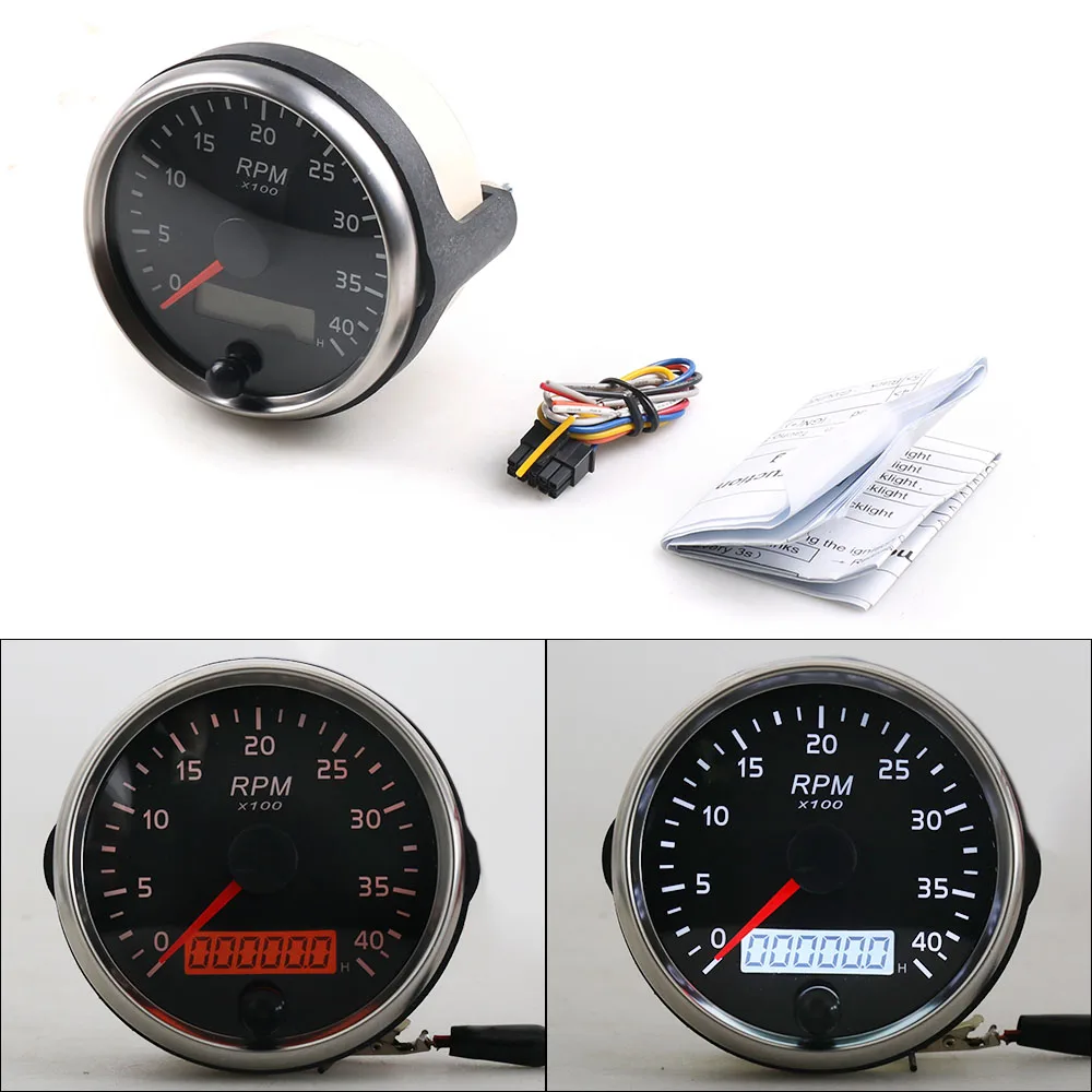 0-4000RPM-Diesel-Tachometer-85MM-RPM-Gauge-Amber-White-Light-Tacho ...