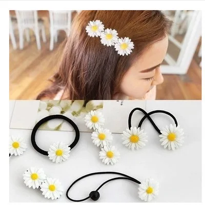 1 Buah Jepit Rambut Bunga Daisy Kecil dengan Karet Gelang Klip Rambut ...