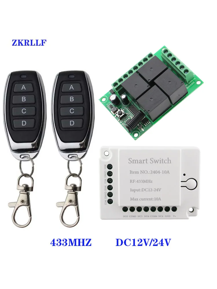 433mhz Wireless Remote Control RF Switch DC 12V 4CH 4 Channel Wireless ...