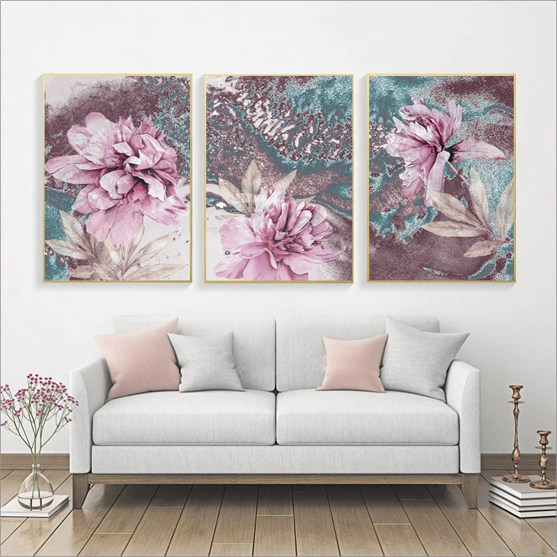 Arte da parede flor posters e impressões abstratas pintura escandinava ...