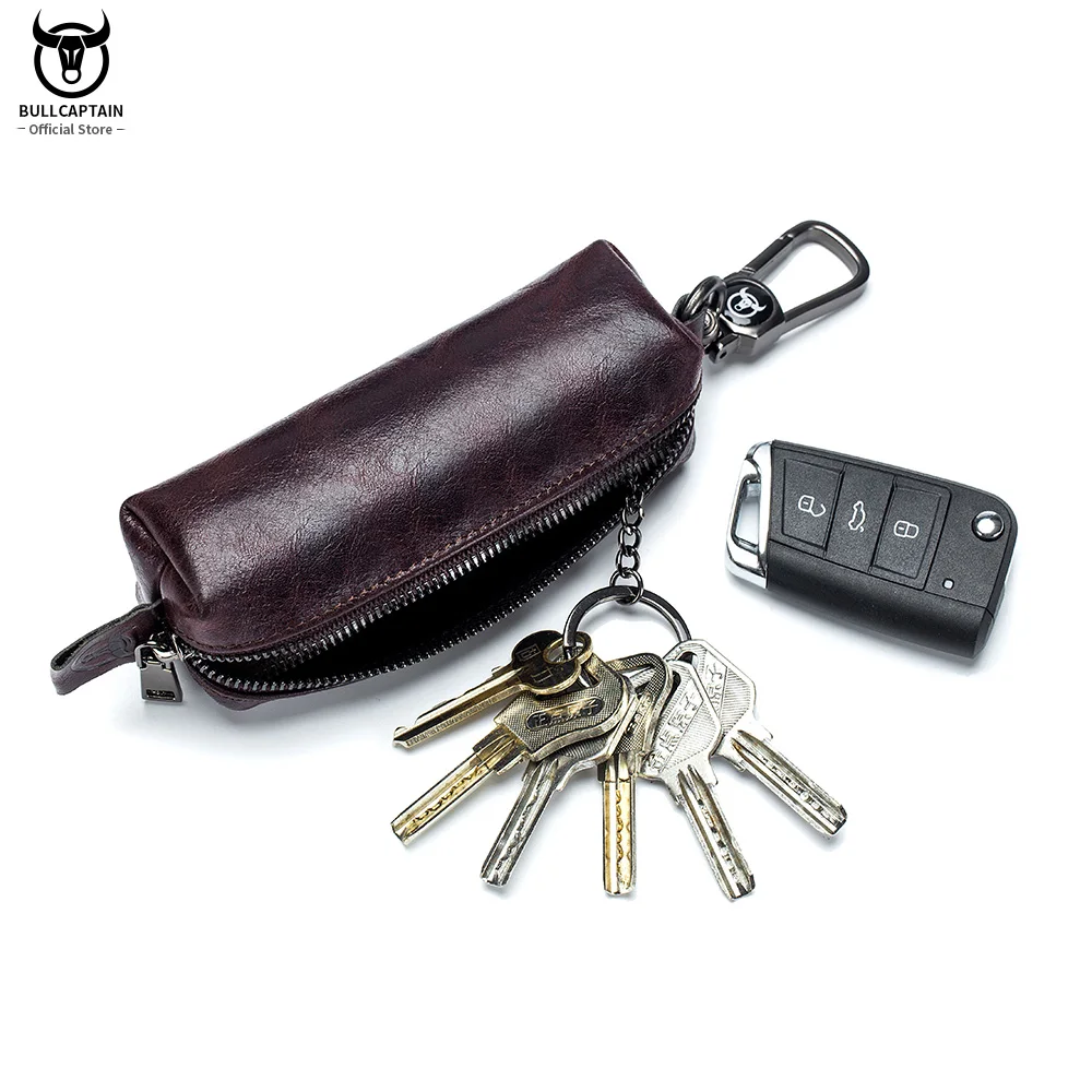 Bullcaptain 100% Genuine Leather Key Case Men Car Key Holder Zipper ...
