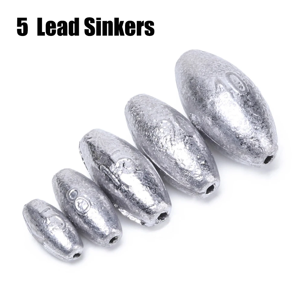 5 Pcs 3g 40g Hollow Plumb Olive Shape Fishing Lead Fall Portable ...