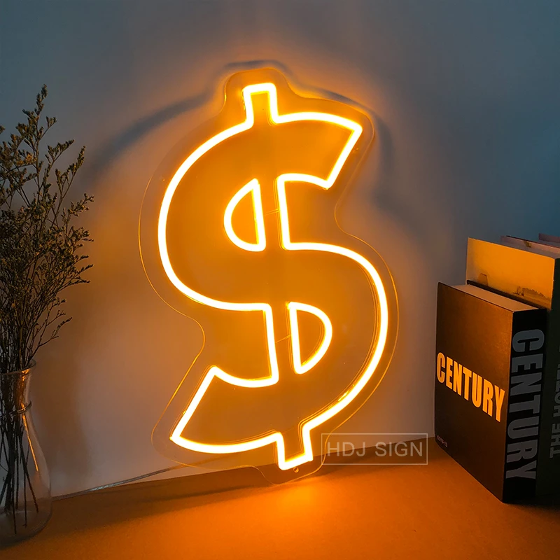Custom Neon Sign Dollar USD Logo LED Light Wall Decor For Bar Home ...