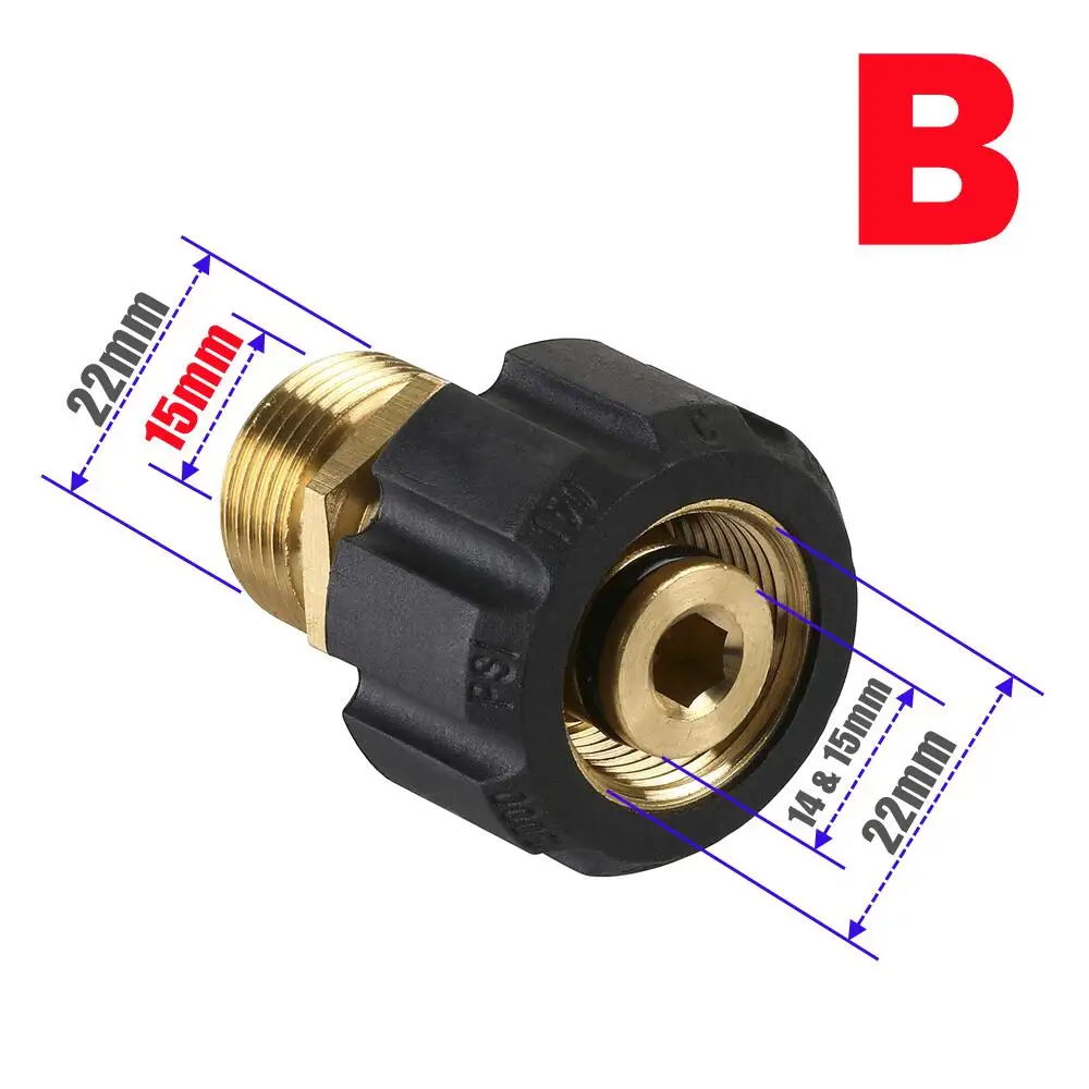 Adaptateur pour nettoyeur haute pression,filetage femelle M22 14mm et 15mm vers raccord mâle M22 ...