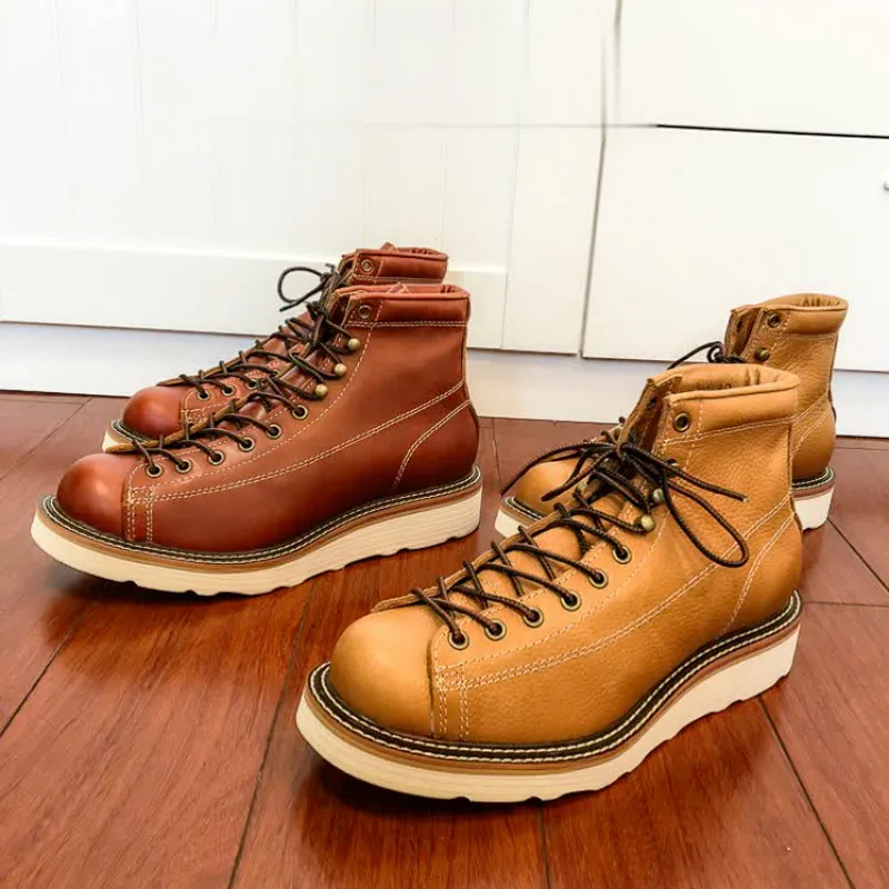 Botas-de-cuero-de-vaca-genuino-hechas-a-mano-zapatos-de-estilo ...