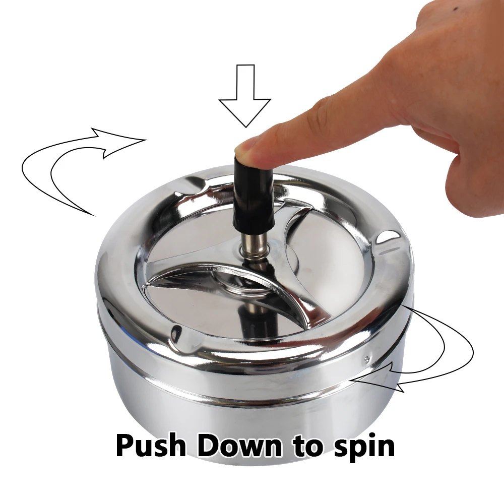 For Home Office Hotel Cigarette Ashtray Press Rotating Lid Spinning ...