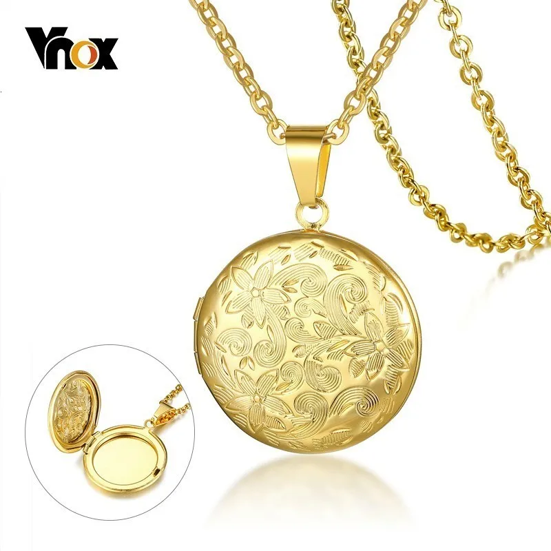 Vnox, цветочный узор, Женский медальон, кулон, золотой цвет ...