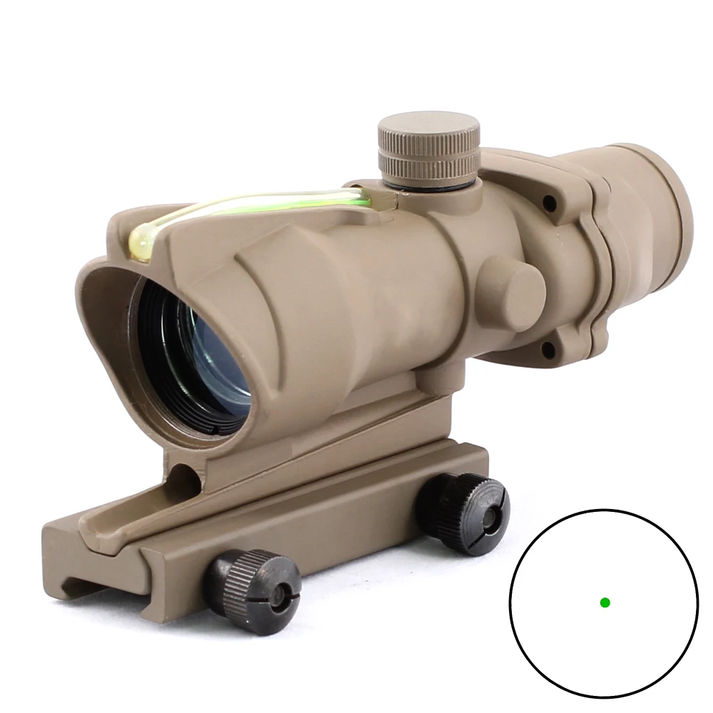 Tactical Acog Style 1x32 Green Dot Sight Scope Optics Real Green Fiber ...