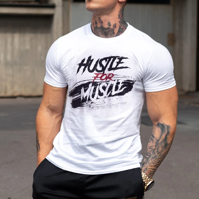 Hustle For Muscle Men's Gym Fitness T Shirt - Men's Fitness Apparel ...