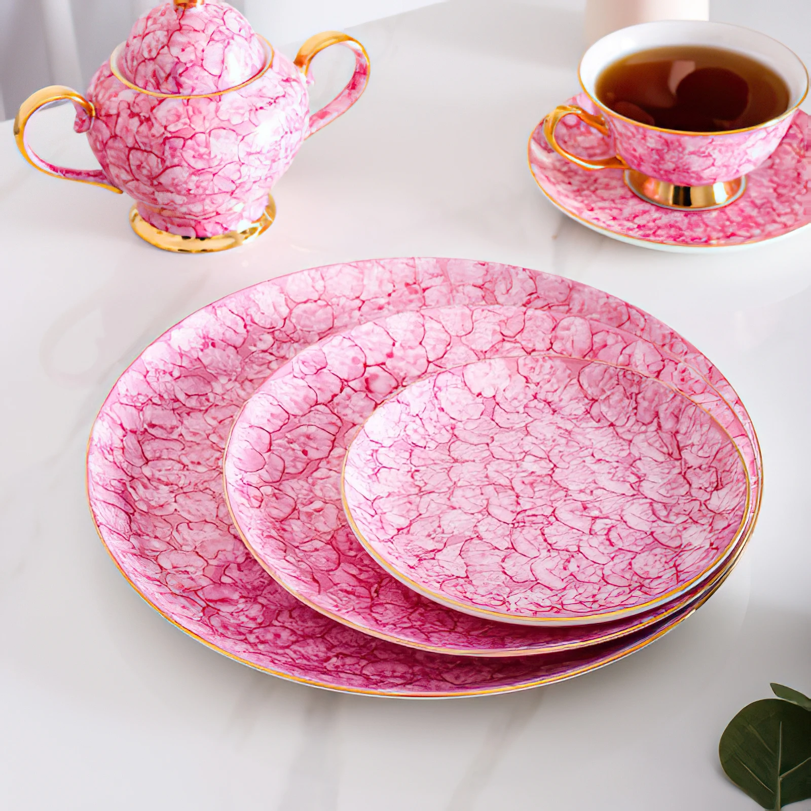 Platos De Cer Mica Redondos Rosas Para Cena Platillo De Postre Plato De