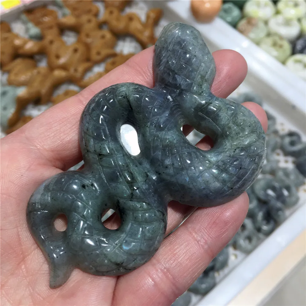 Home & Living Labradorite stone Labradorite snake carvings. Home Décor ...