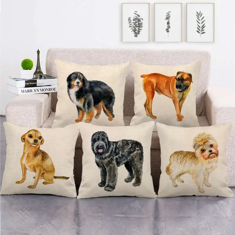 Lovely-Dogs-Printed-Cushion-Cover-Cute-Animal-Pillowcase-Modern-Home ...