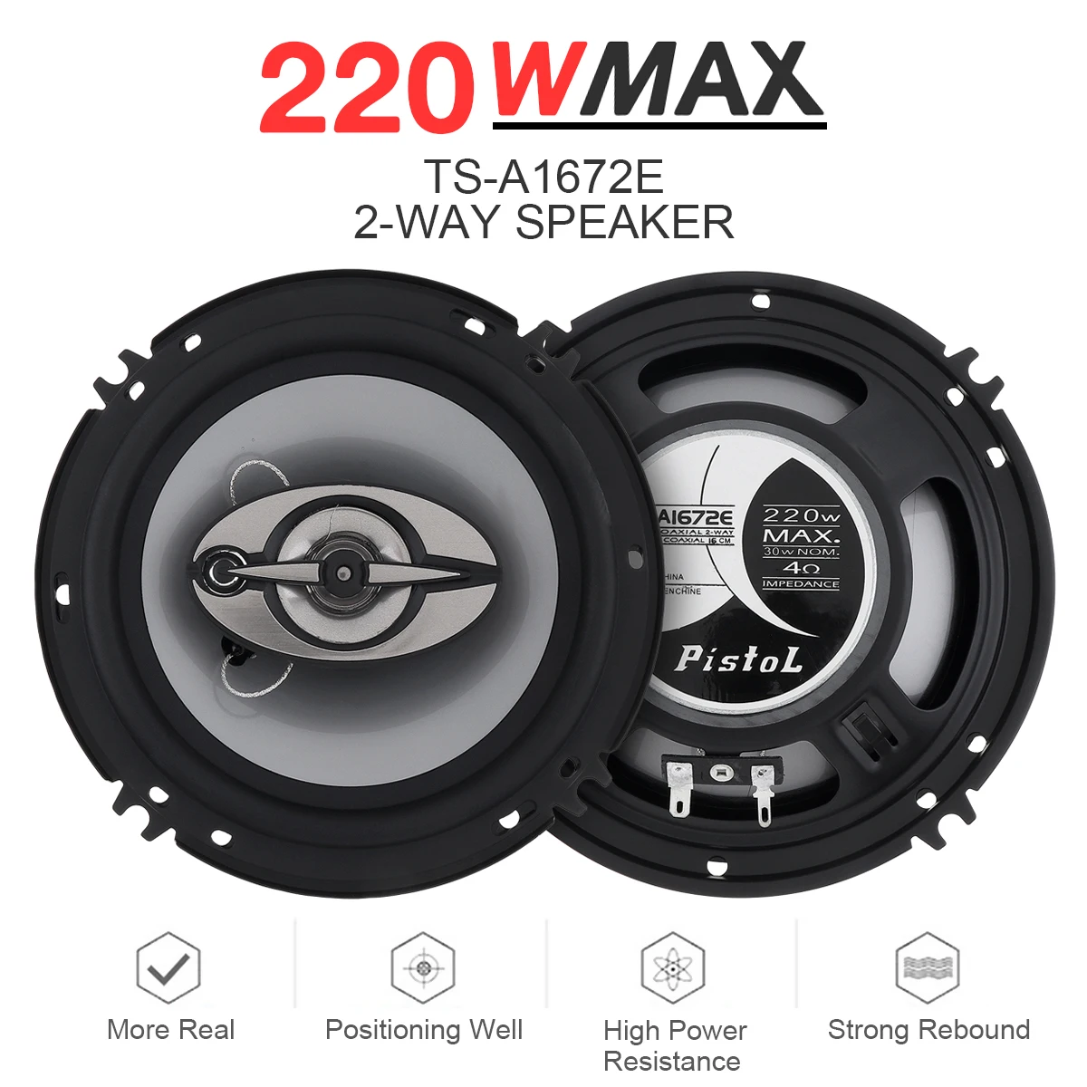 2pcs 6 Inch Car Loundspeaker 16cm 220W 2 Way Car Coaxial Speaker Auto ...