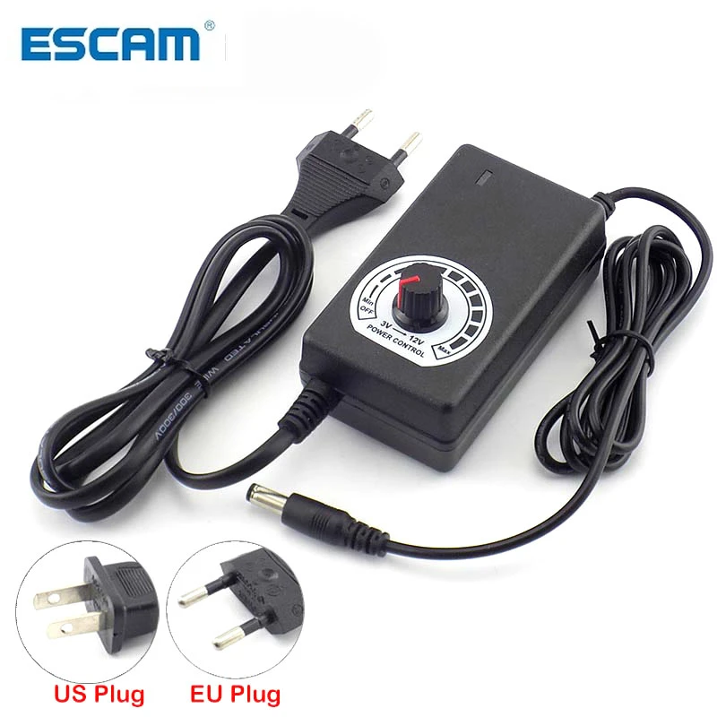 AC 100 220V to DC Adjustable Adapter 3 12V 2.0A CCTV Camera Power ...