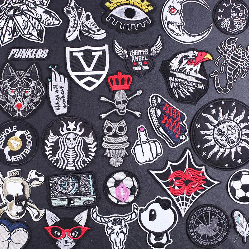 Embroidered Badges For Costume Black And White Clothing Thermoadhesive ...