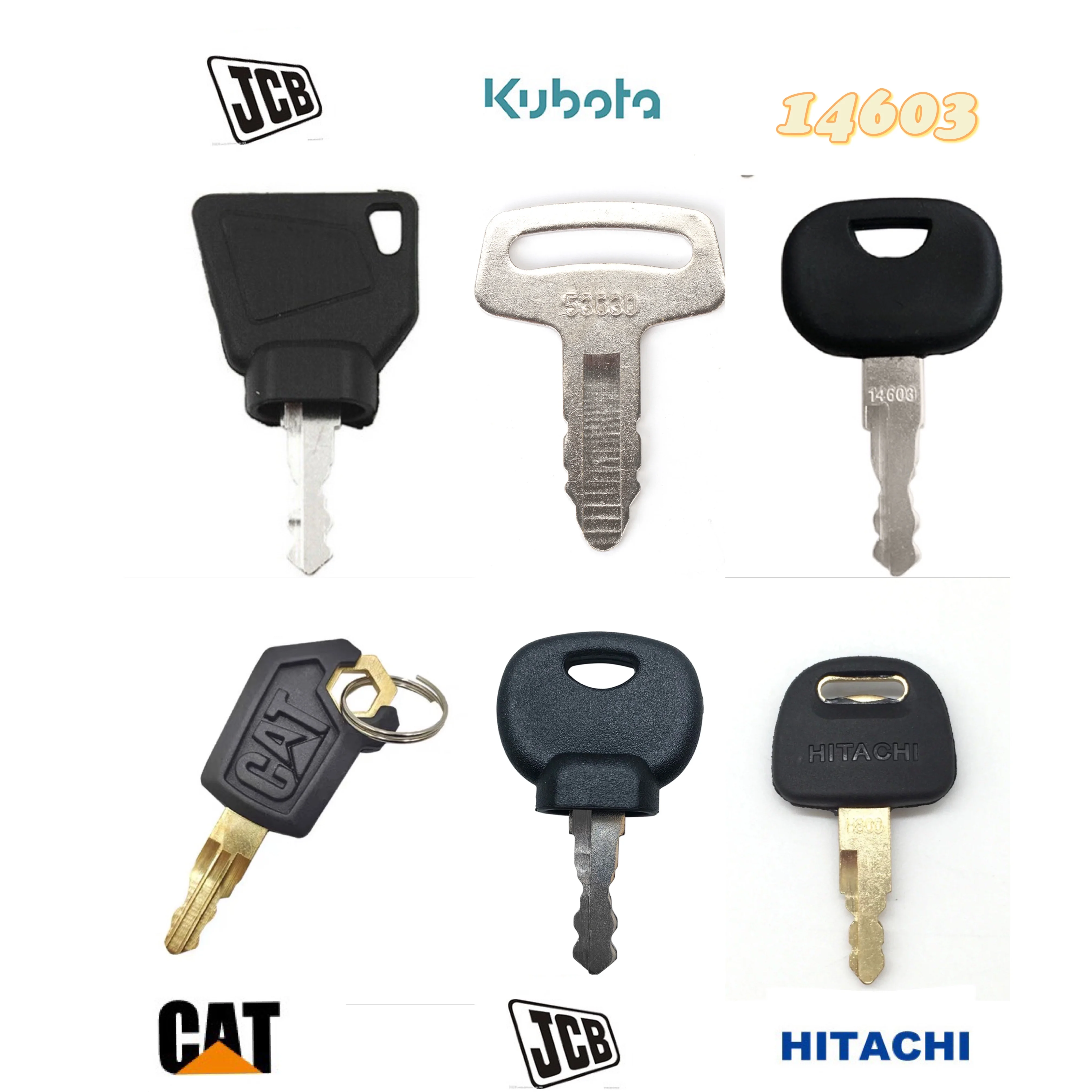 6pcs Excavator Ignition Key For Jcb Hitachi Zax Cat Takeuchi 14603 ...