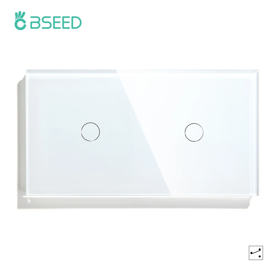 Bseed 2Gang Touch Switch 157mm 2Way Double Light Switches White Black ...