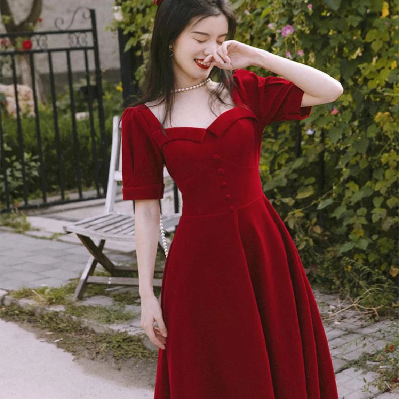 Simple Red Dress For Women