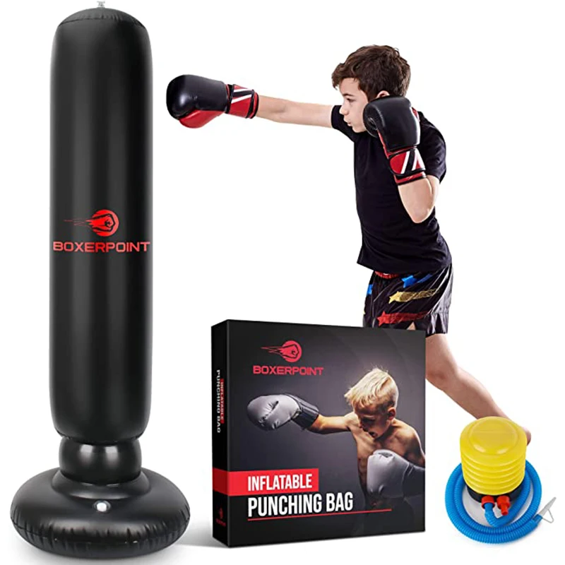 Saco de arena de boxeo inflable para niños, saco de boxeo de 1,6mm de ...