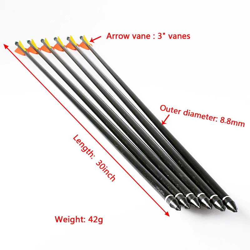 6/12PCS/LOT 30 Inches Fibreglass Arrows Spine500 Archery Bows and ...