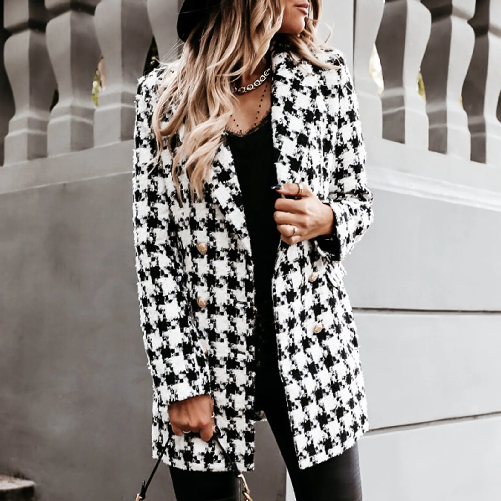 Vintage-Plaid-Pattern-Print-Coat-Women-Blazers-Female-Chic-Long-Sleeve ...