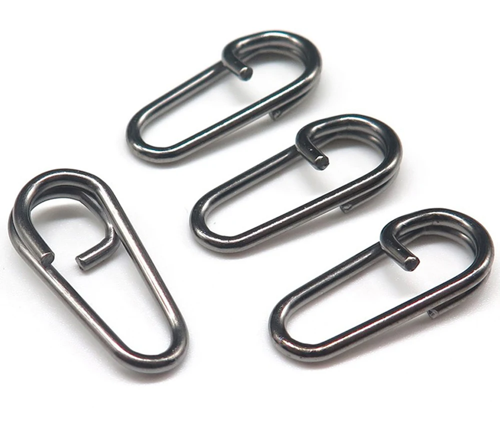 50pcs Snap Swivel Bent Head Oval Split Rings Stainless Size16 18 21 ...