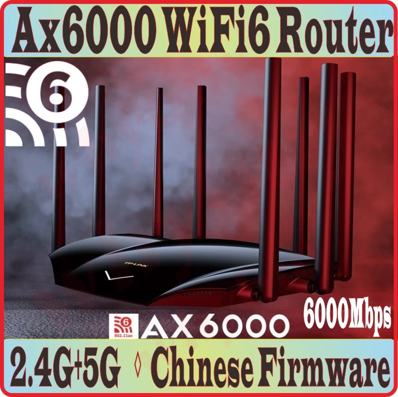 8 안테나 6000Mbps WiFi6 무선 메쉬 라우터 802.11AX 더블 밴드, 2.4GHz 1148M 5GHz 4804M, 1000M WAN/LAN Ipv6 ...