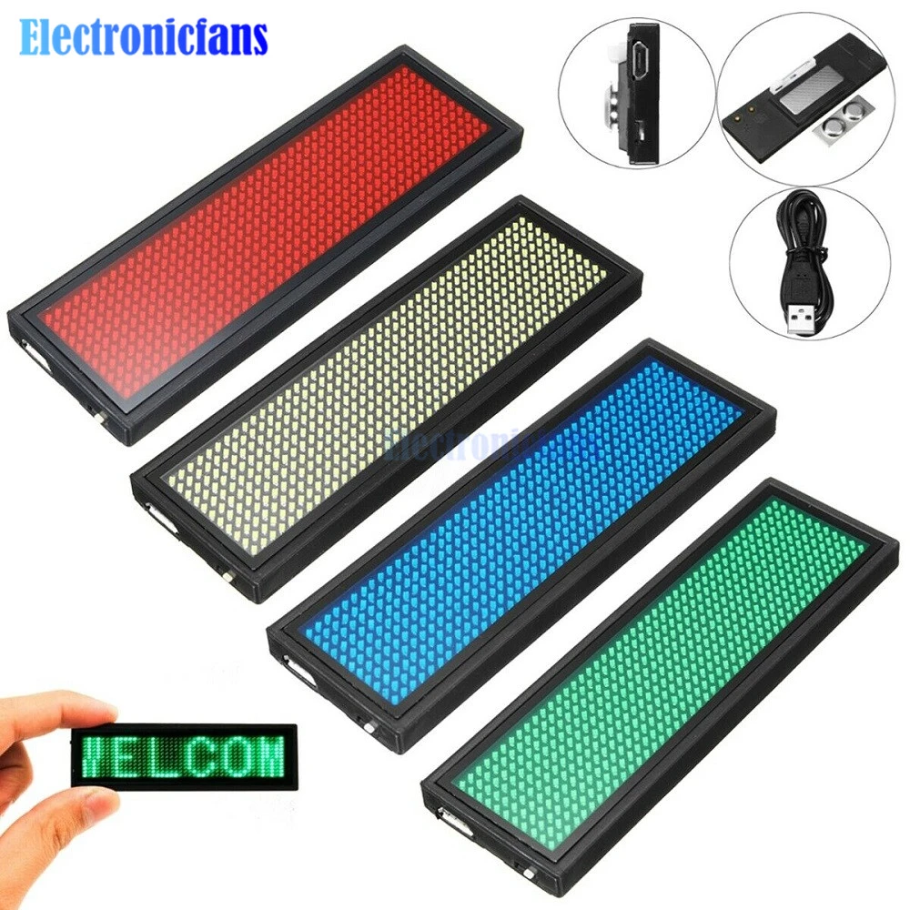 Mini Led Digital Display Rechargeable Programmable Name Badge 15 ...