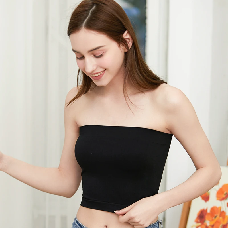 Classic Strapless Long Boob Tube Top Seamless Running Yoga Sport Tops ...