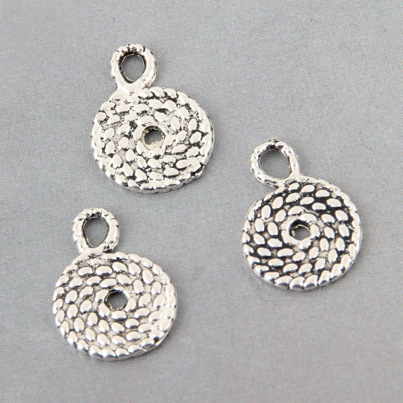 50pcs Silver Color Small Round Shaped Charms Circle Pendant For DIY ...