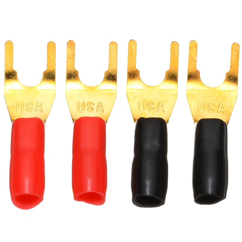 4pcs/lot Gold Plated Y Spade Fork Banana Plug Set Solderless Speaker ...