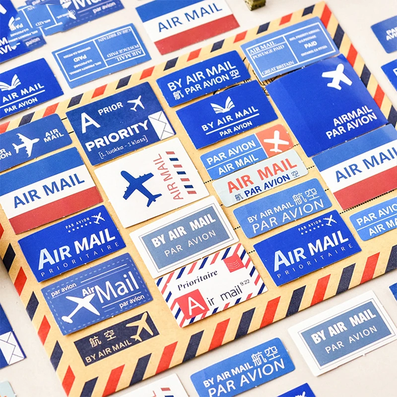 45pcs Air Mail Travel Stickers Set 44mm Mini Par Avion Travel Label ...
